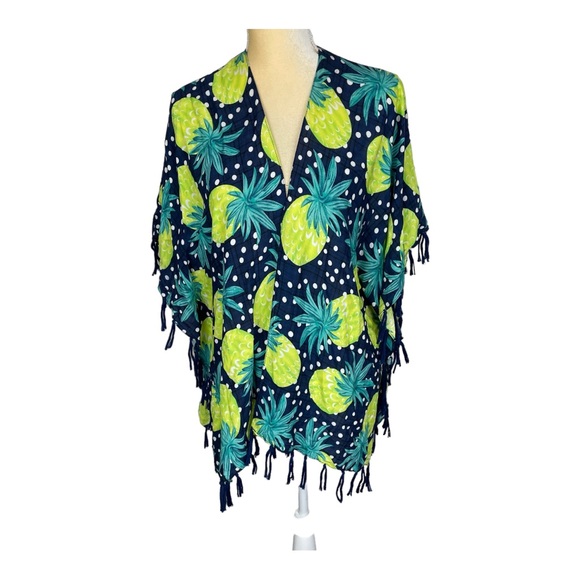 Janice | Accessories | Janice Kimono Wrap Cover Up Navy With Pineapples ...